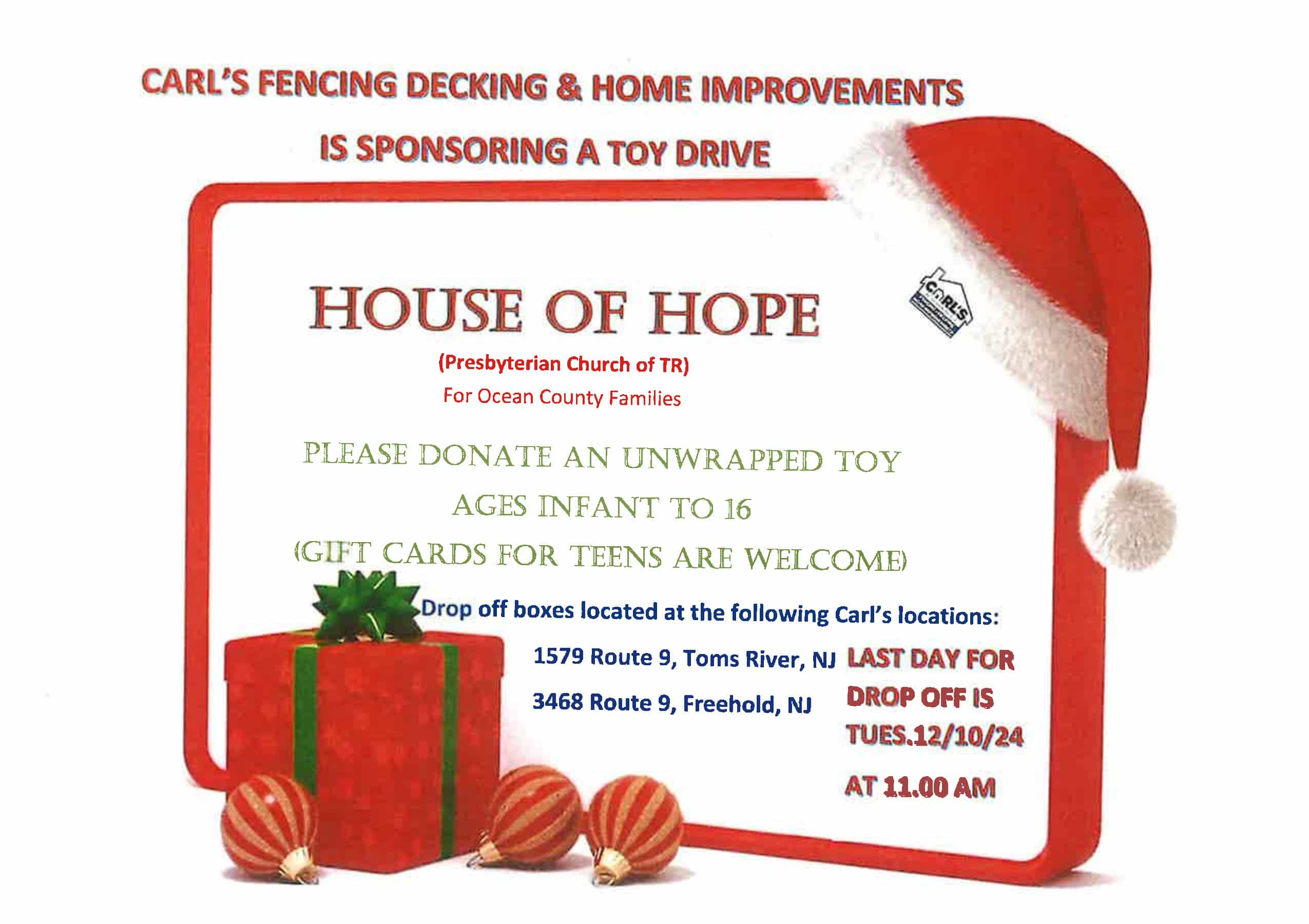 Carl's Fencing, Decking & Home Improvements is Sponsoring a Toy Drive ...